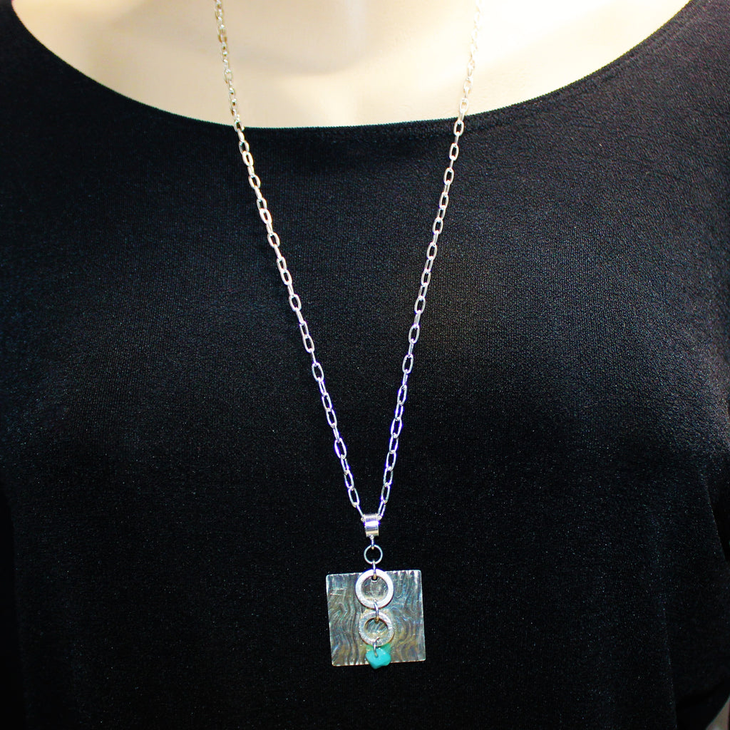 Square Silver Embossed Pendant with Sterling and Amazonite – Kaminski ...