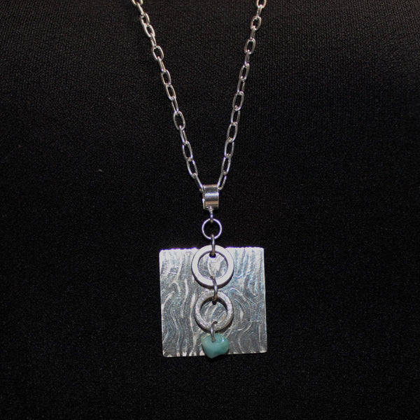 Square Silver Embossed Pendant with Sterling and Amazonite – Kaminski ...